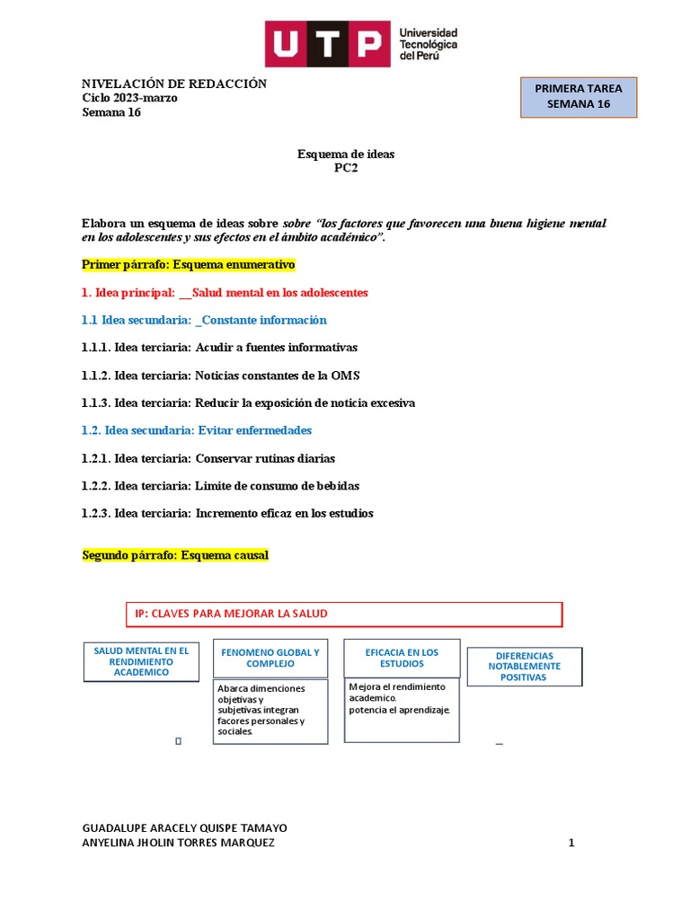Semana 16 - Plantlla de Esquema Numérico y Causal - PC2 | PDF | Crecimiento personal y profesional