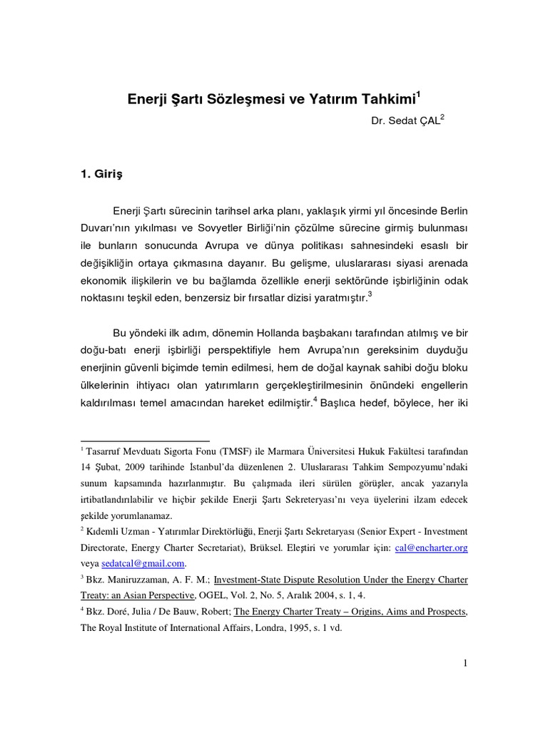 Cal Enerji Sarti Yatirim Tahkimi | PDF Cal Enerji Sarti Yatirim Tahkimi | PDF