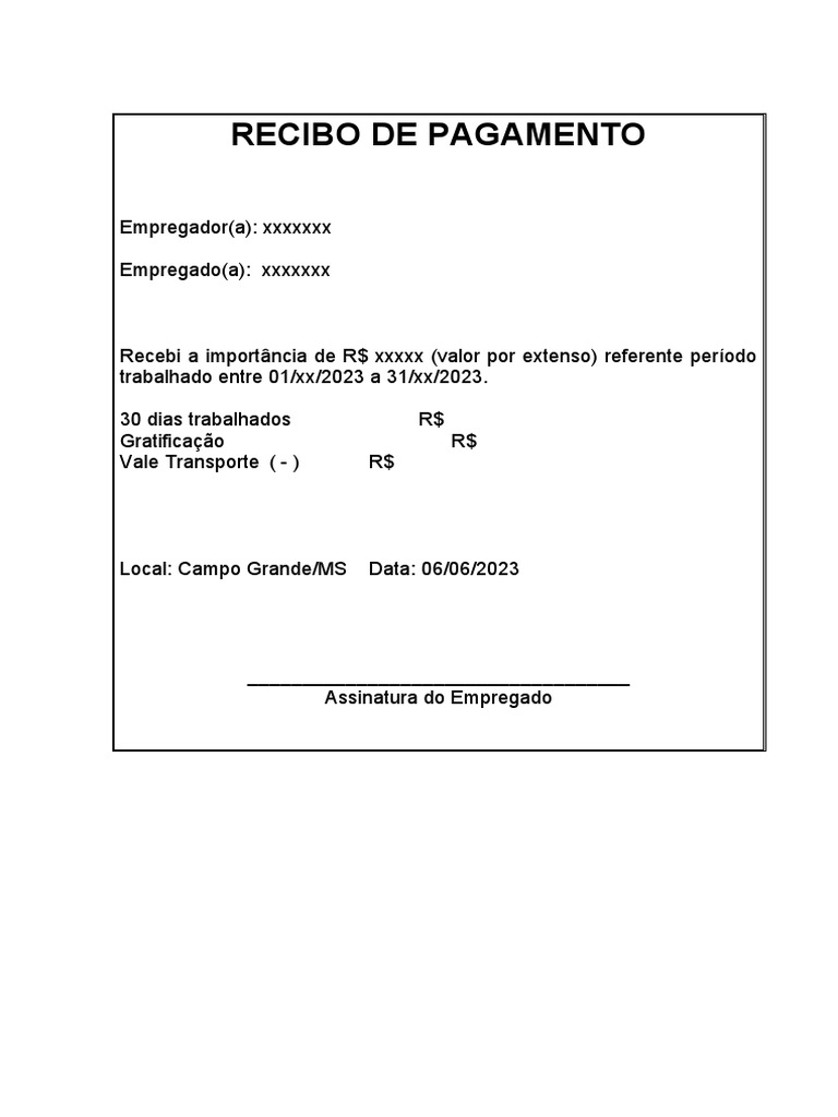Modelo Recibo Pagamento | PDF