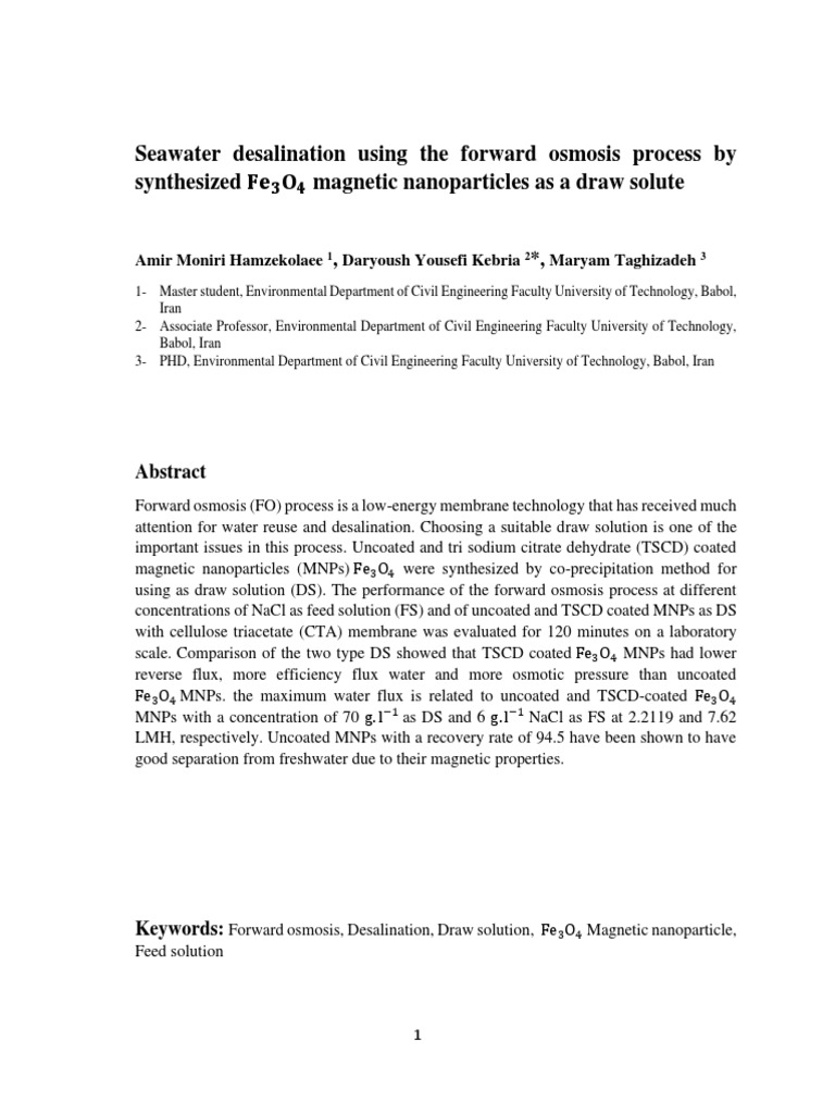 Jornal Paper-Final | PDF | Membrane | Osmosis