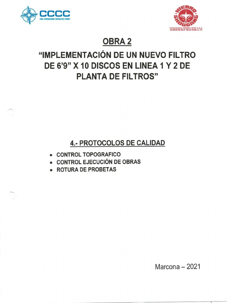 Protocolos de Calidad - Civil | PDF