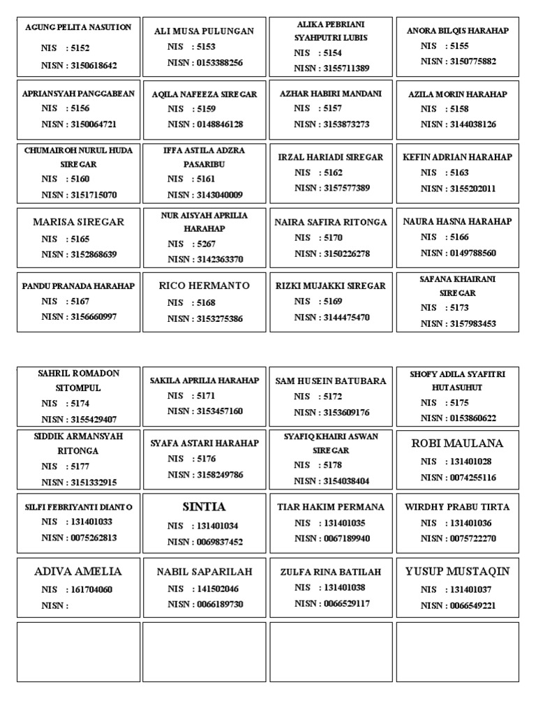 Label Nama Raport | PDF