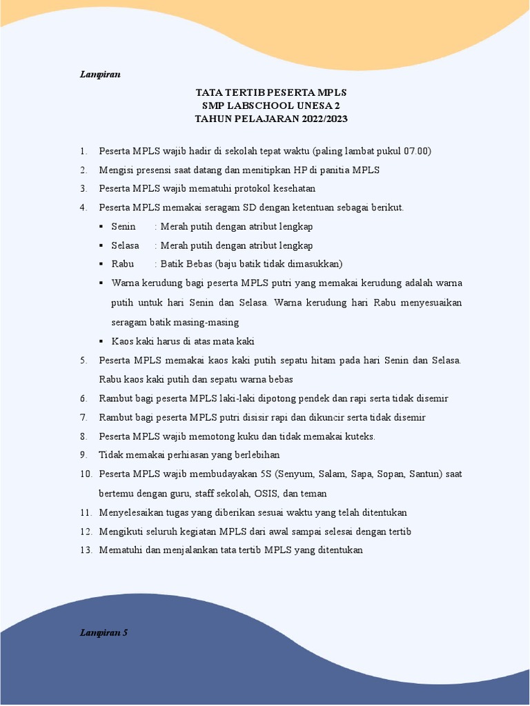 Tata Tertib Peserta MPLS | PDF
