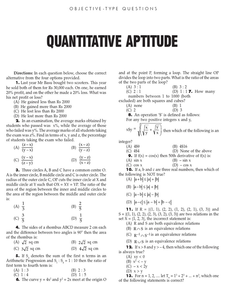 Xat Quant Sample | PDF | Subset | Mathematics Xat Quant Sample | PDF | Subset | Mathematics