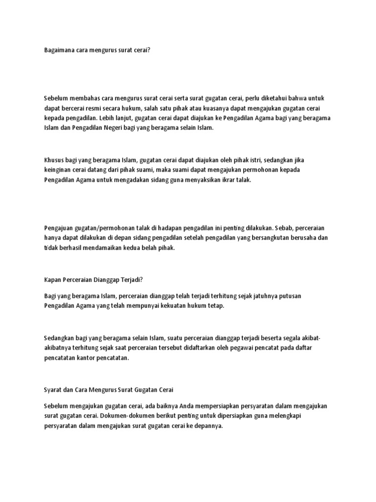 Panduan Mengurus Surat Cerai Resmi | PDF