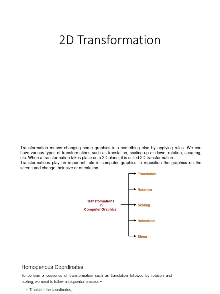 Unit 3 2d Transformation Pdf 2 D Computer Graphics Cartesian
