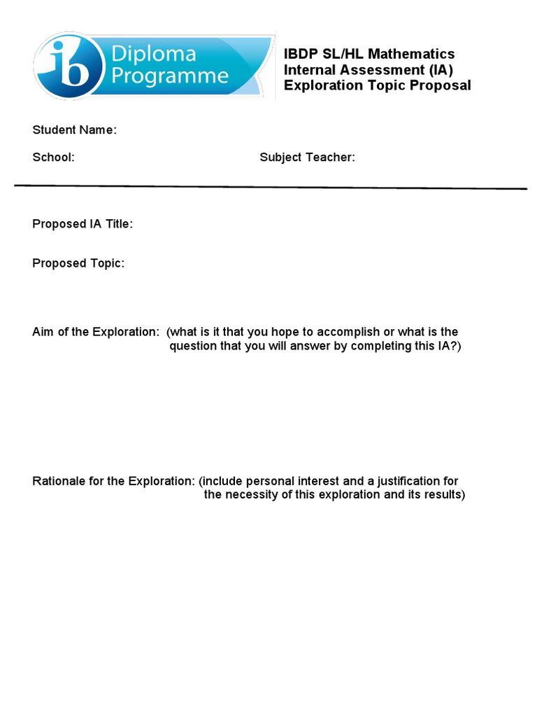 Exploration Topic Proposal - IBDP Maths IA | PDF | Mathematics | Curriculum