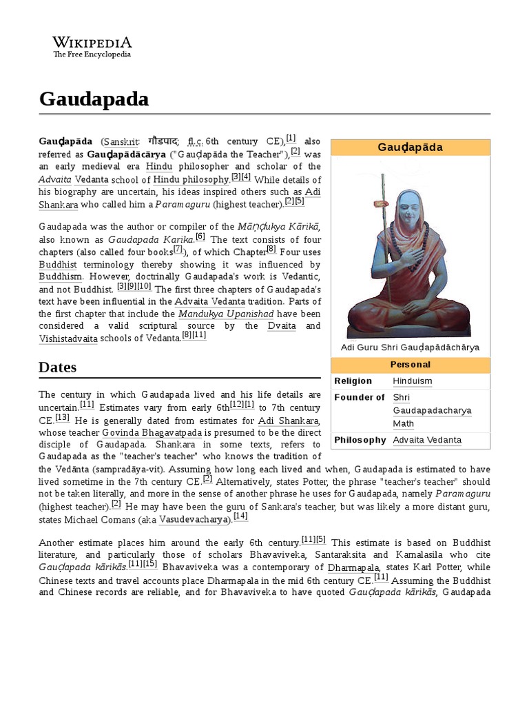 Gaudapada | PDF | Ātman (Hinduism) | Vedanta