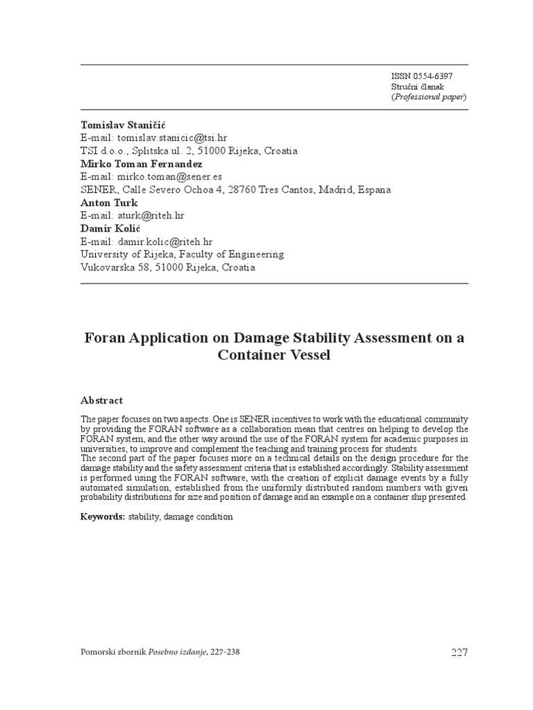 FORAN Software in Damage Stability Assessment | PDF | Naval ...