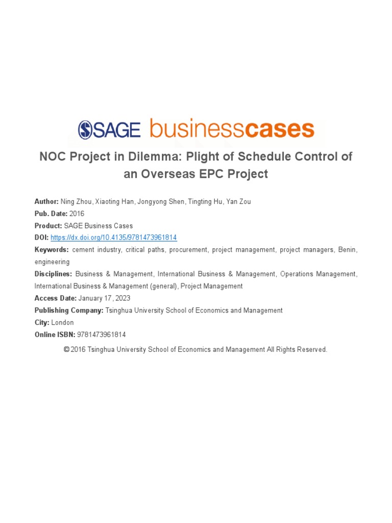 NOC Project: Challenges in Schedule Control | PDF | Procurement ...