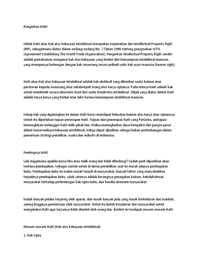 Pengertian HAKI | PDF