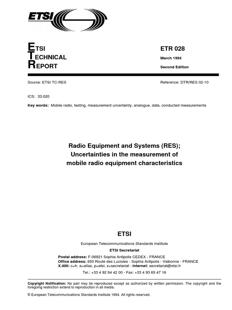 Etr 028-1994 | PDF | Observational Error | Standard Deviation