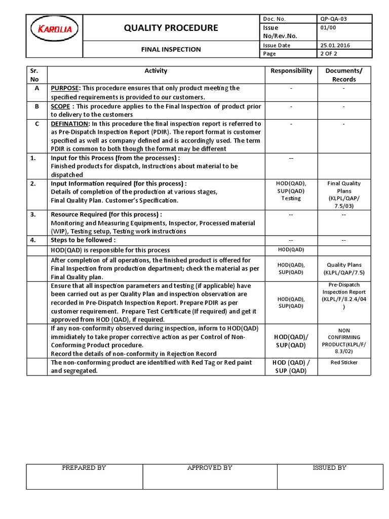 QP-QA-03-Final Inspection | PDF | Quality Assurance | Business