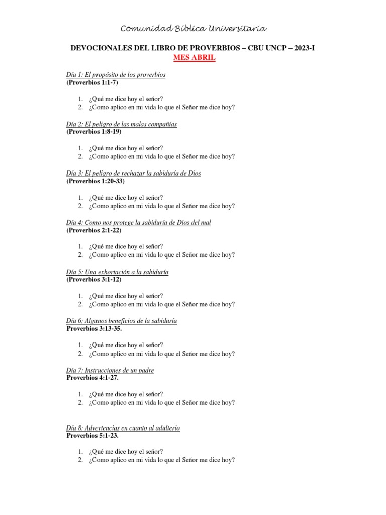 Devocional Abril - Mayo | PDF | Libro de proverbios | Palabras y frases semíticas