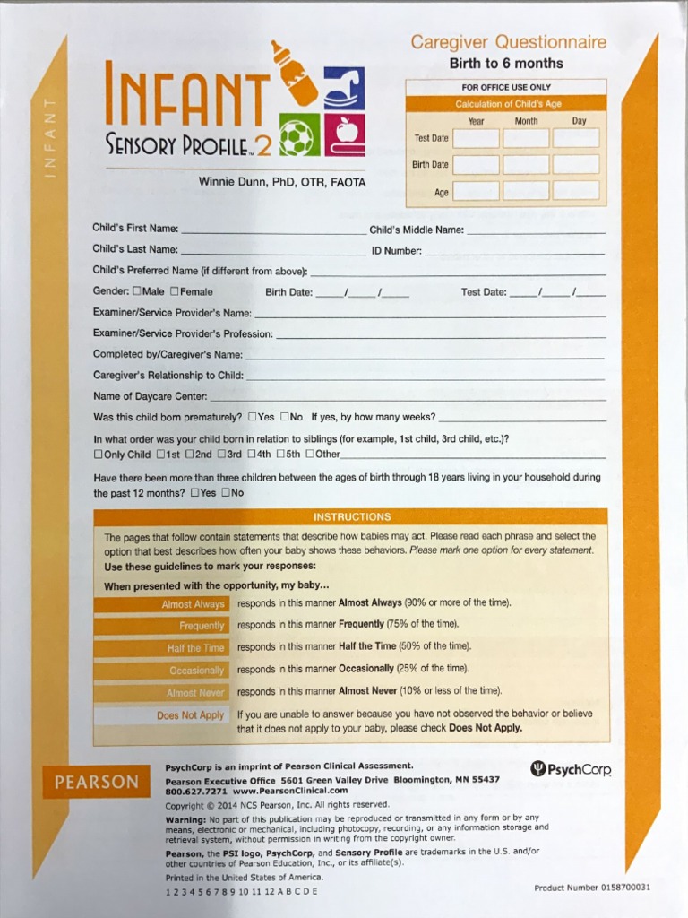 Sensory Profile 2 - Infant | PDF