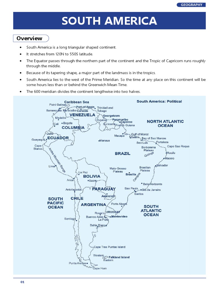 World Geography South America - Notes | PDF | South America | Andes