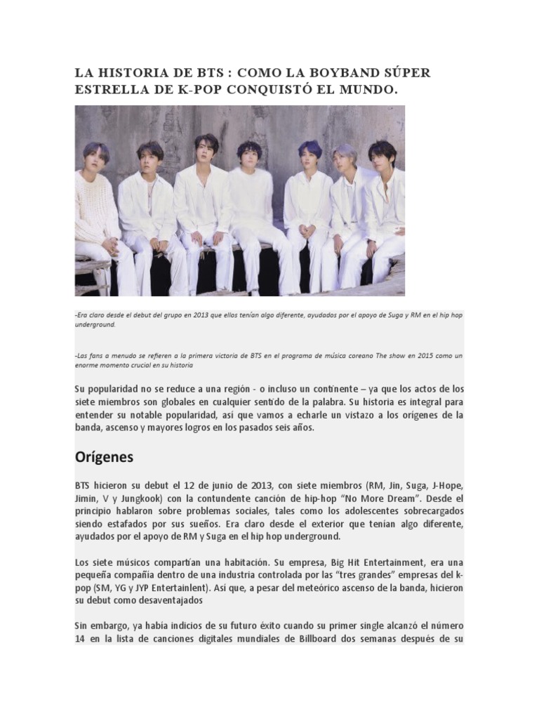 Historia de Bts Durante La Lectura | PDF | Musica Popular | Música pop