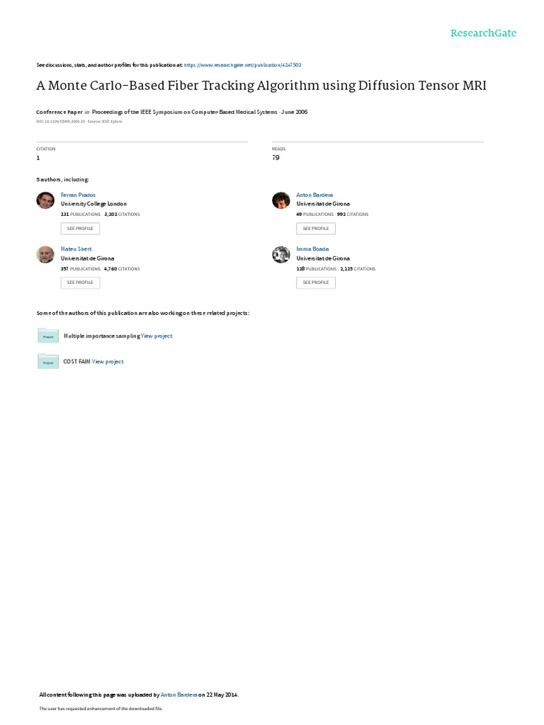A Monte Carlo-Based Fiber Tracking Algorithm Using | PDF | Eigenvalues And Eigenvectors ...