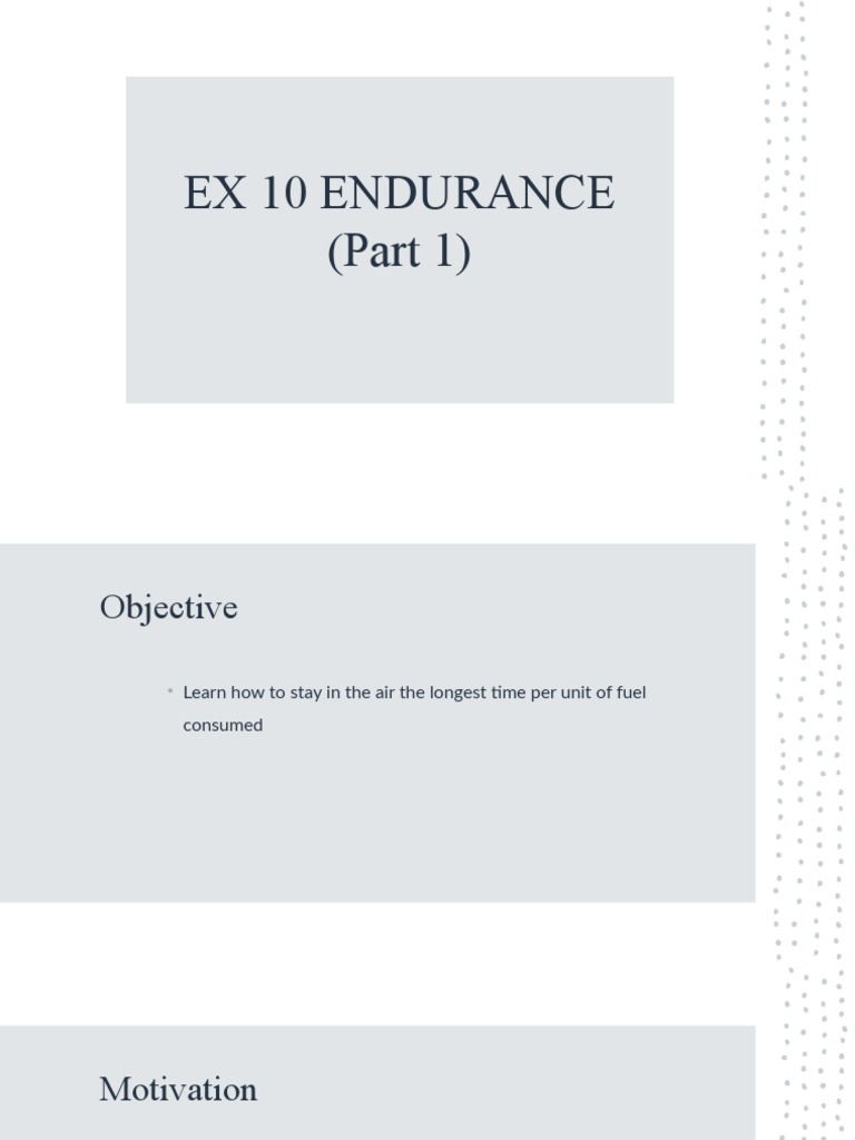 EX 10 Range and Endurance | PDF | Aircraft | Drag (Physics)