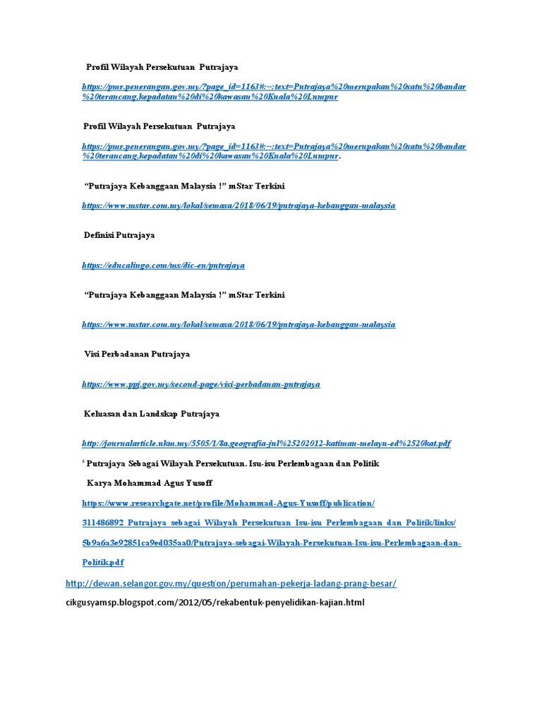 Profil Wilayah Persekutuan Putrajaya | PDF