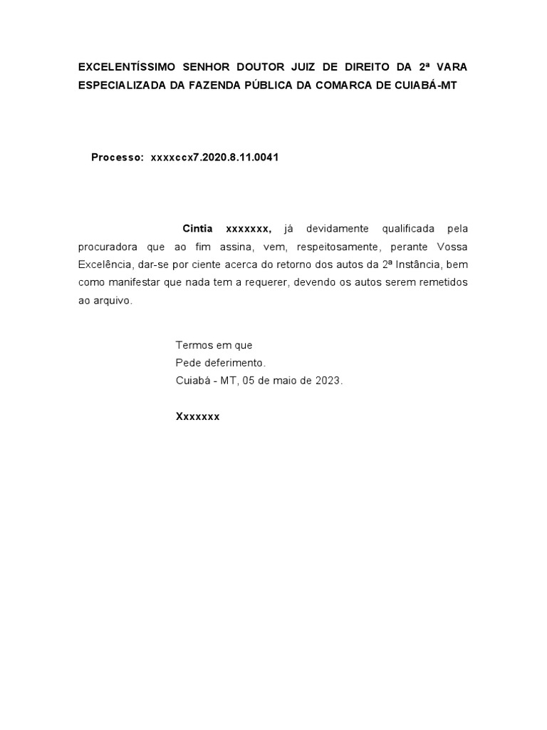 Modelo Nada Requerer | PDF