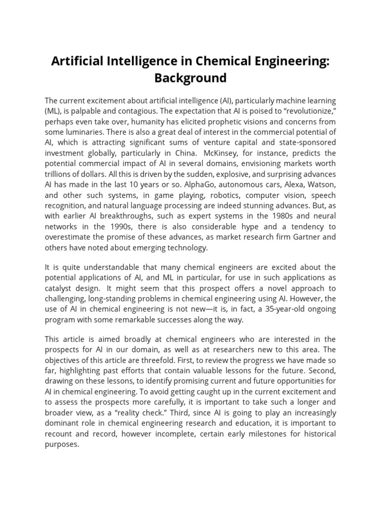 Artificial Intelligence in Chemical Engineering CUARTO PQUI | PDF ...
