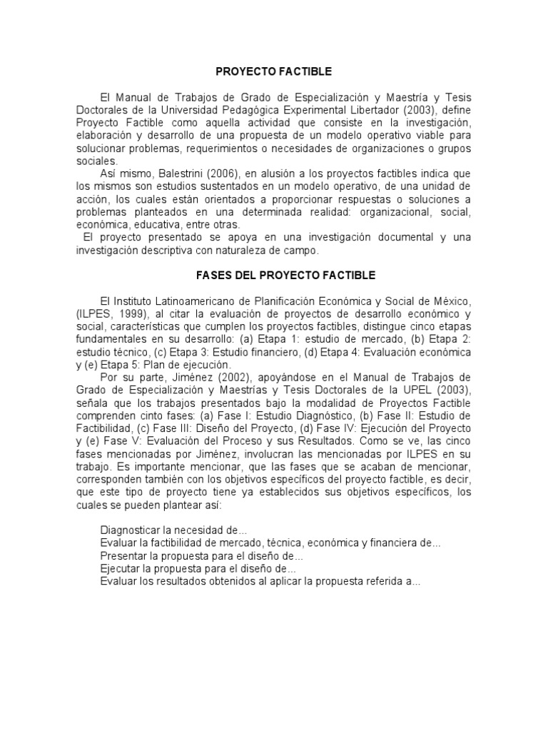 Proyecto Factible | PDF | Ensayo clínico | Estudio de factibilidad
