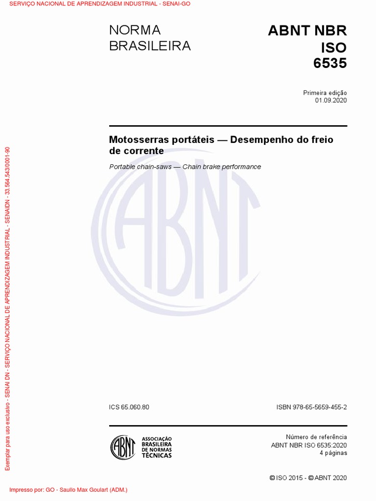 Abnt NBR Iso 6535 2020 | PDF | Freio | Motores