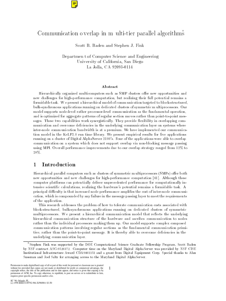 Communication Overlap In Multi Tier Parallel Algorithms A33 Baden Pdf Parallel Computing
