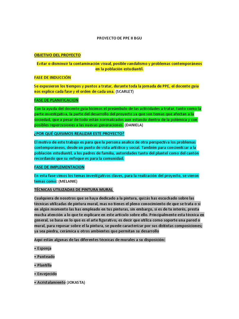 Proyecto de Ppe II Bgu - Exposicion | Descargar gratis PDF | Dibujo | Sombra