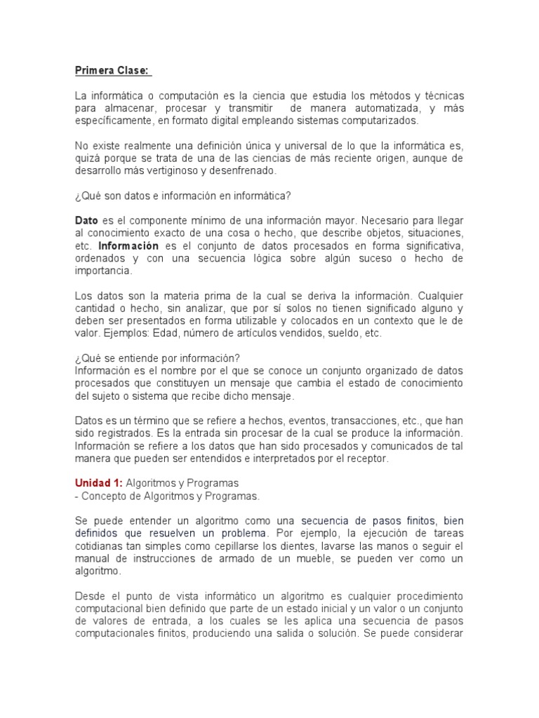 Resumen de Clases | PDF | Algoritmos | Lenguaje de programación