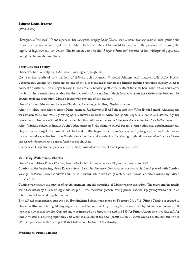 Princess Diana Spencer | PDF | Diana