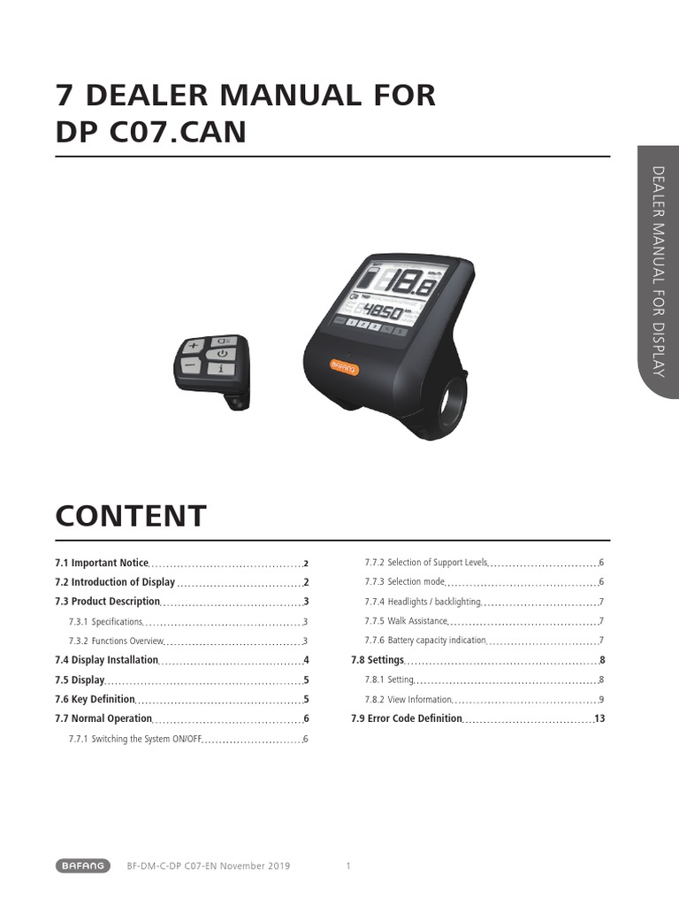 Bafang Display-Dpc07-En | PDF | Menu (Computing) | Backlight