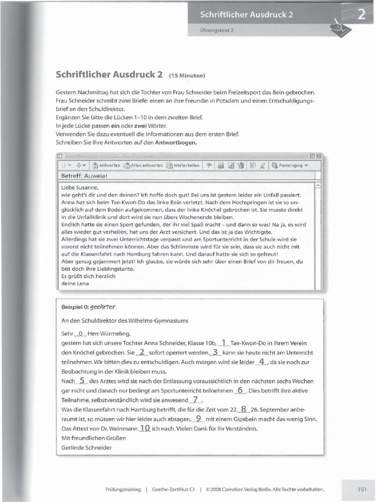 Modelltest 2_Schreiben Teil 2 | PDF