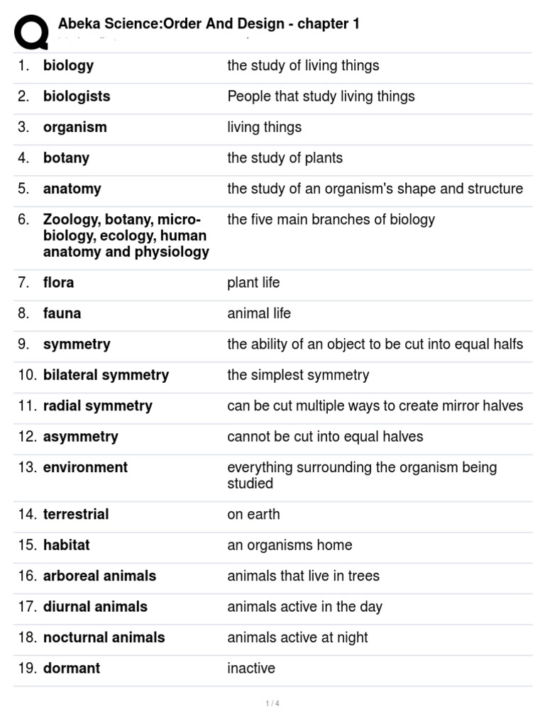 Abeka Order & Design Chapter 1 Study Guide | PDF | Experiment ...