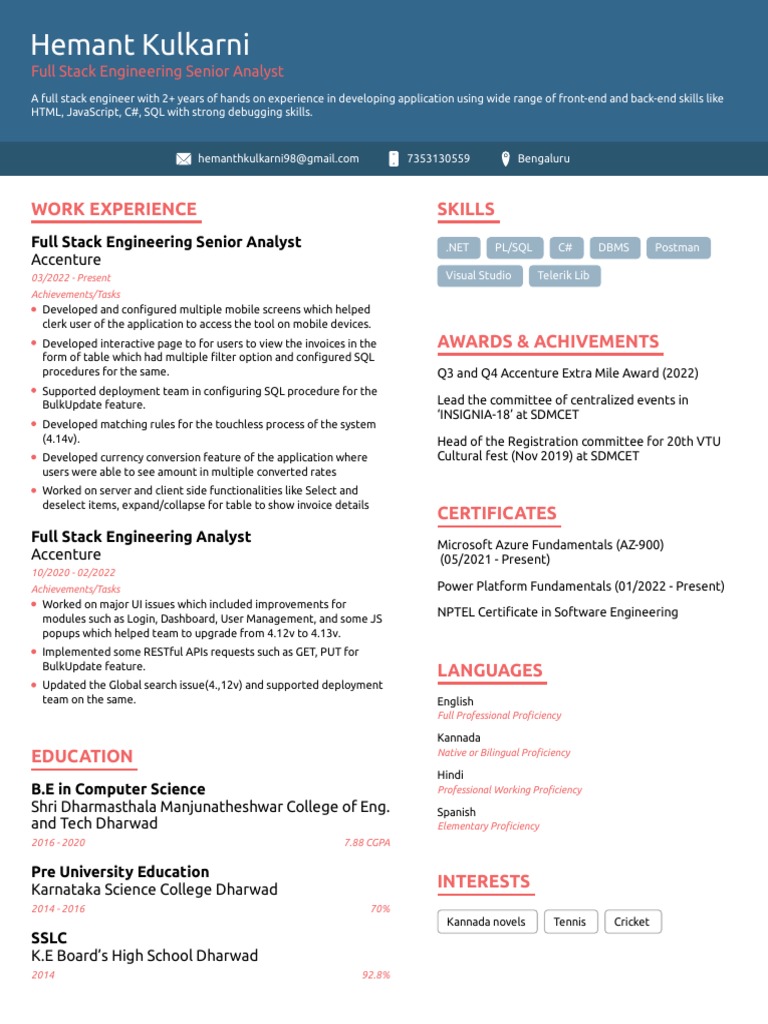 Hemant Kulkarni: Work Experience Skills | PDF | System Software | Software Development