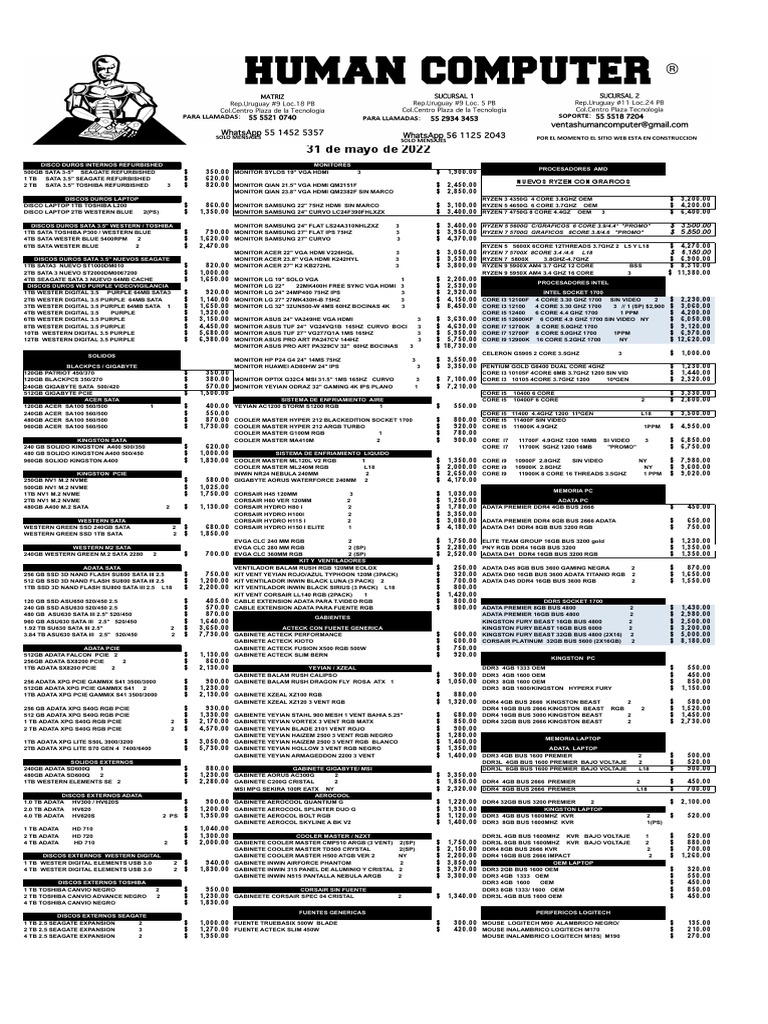 Human Computer-Lista 31 Mayo | PDF | Computer Architecture | Electronics