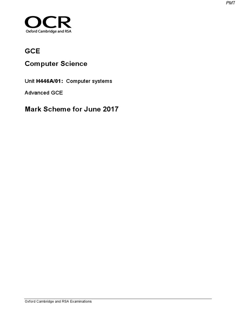OCR A Level Computer Science Mark Scheme | PDF | Source Code | Library ...