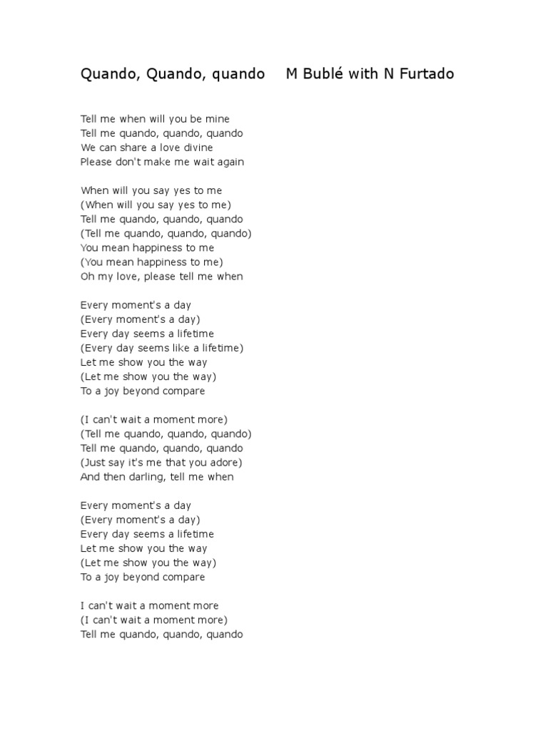 Quando, Quando, Quando Lyrics | PDF | Language Arts & Discipline