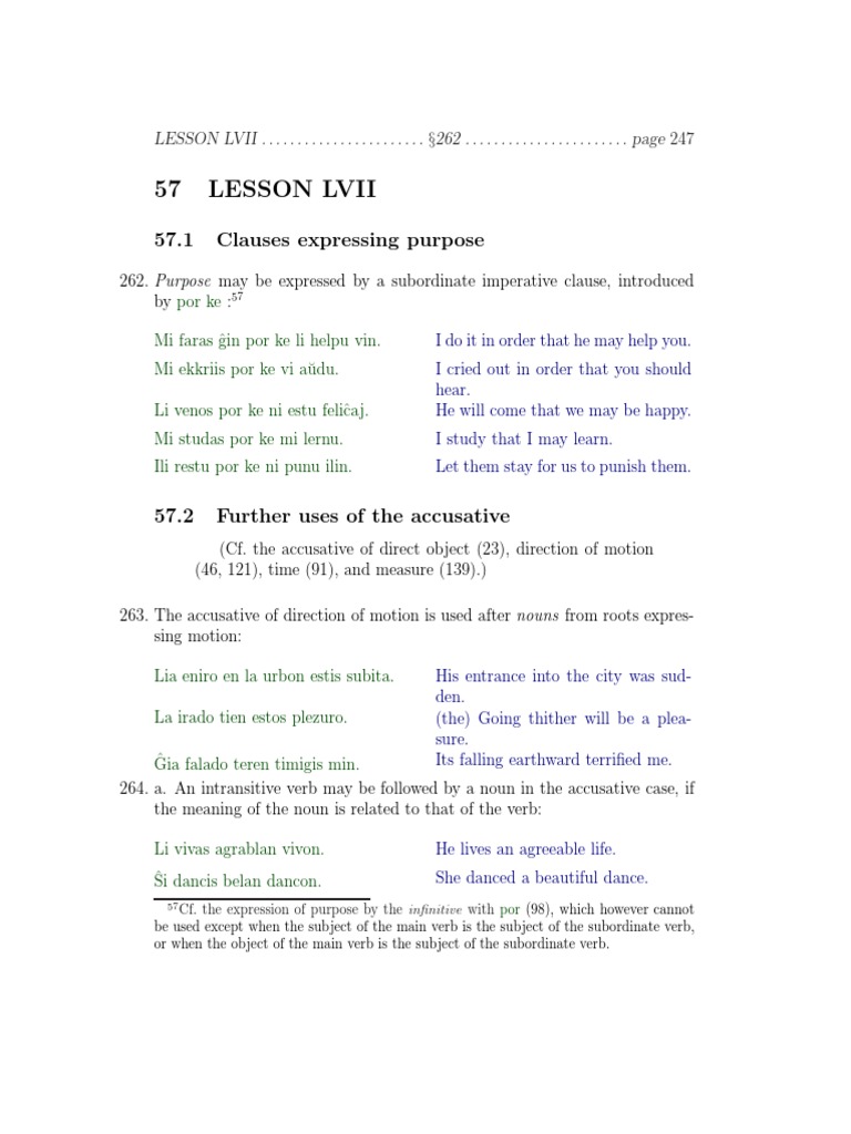 Accusative Case in Esperanto Usage | PDF | Verb | Preposition And ...