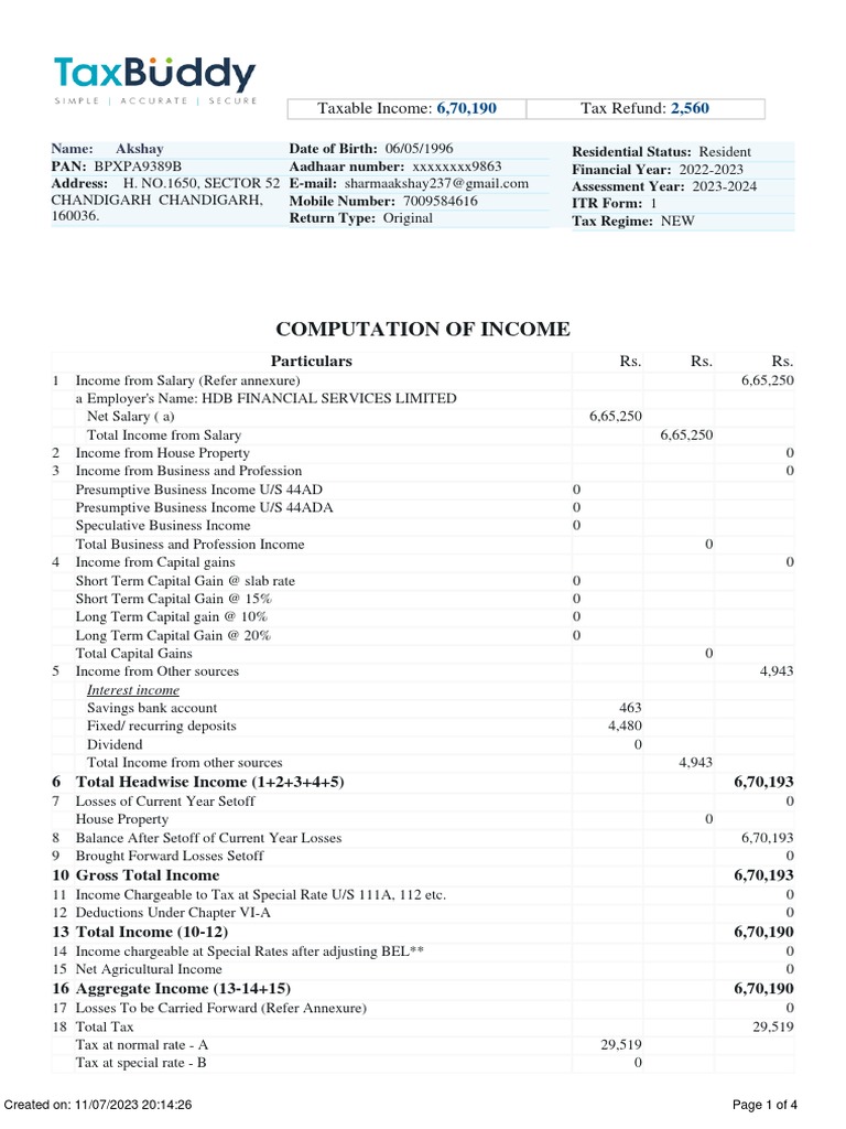 Summary 1689086671 | PDF | Tax Refund | Taxes