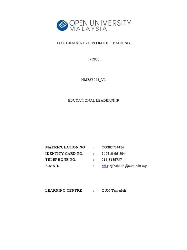 Full Assignment Educational Leadership | Download Free PDF | Leadership | Teachers