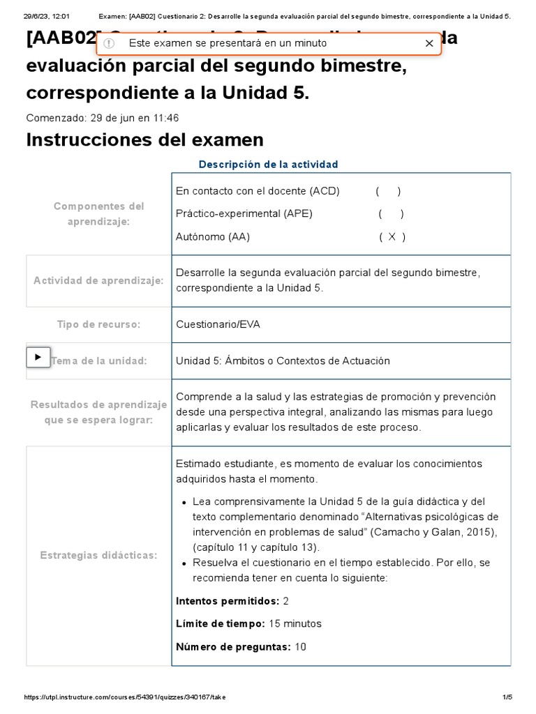 Examen - (AAB02) Cuestionario 2 - Desarrolle La Segunda Evaluación Parcial Del Segundo Bimestre ...