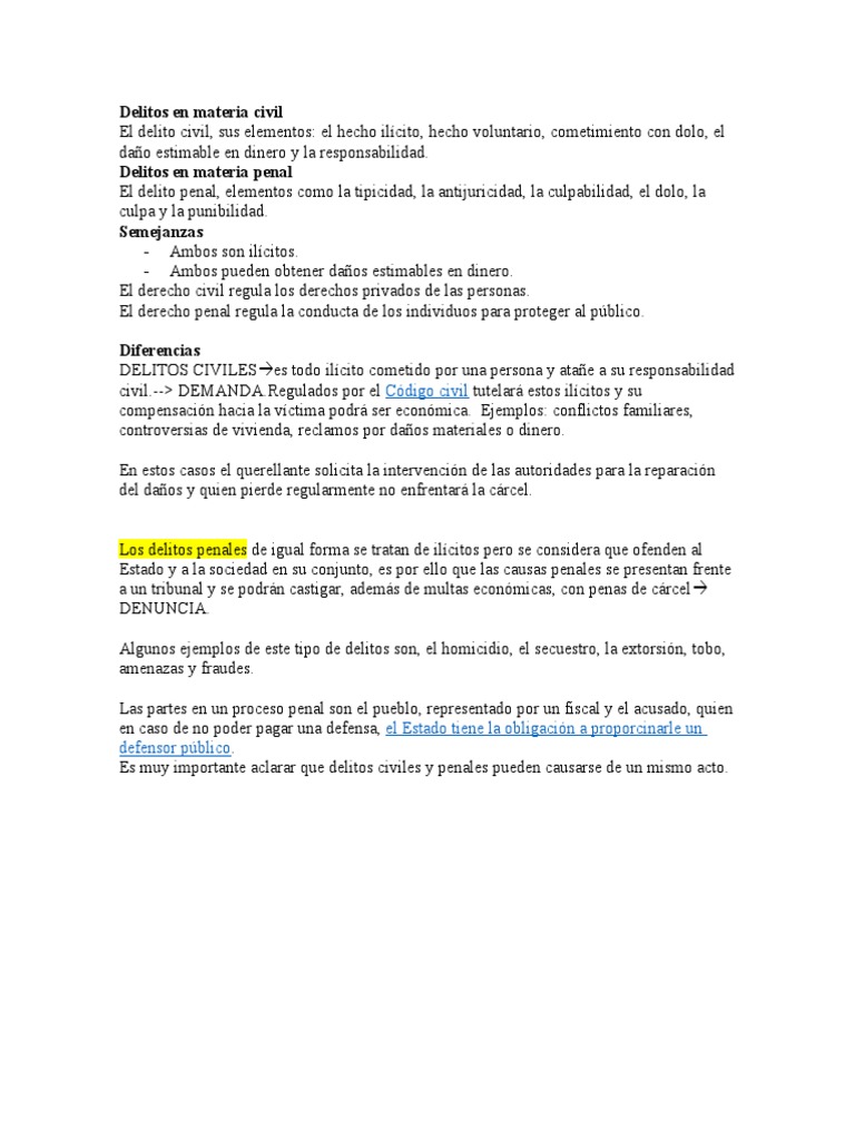Delitos en Materia Civil | PDF