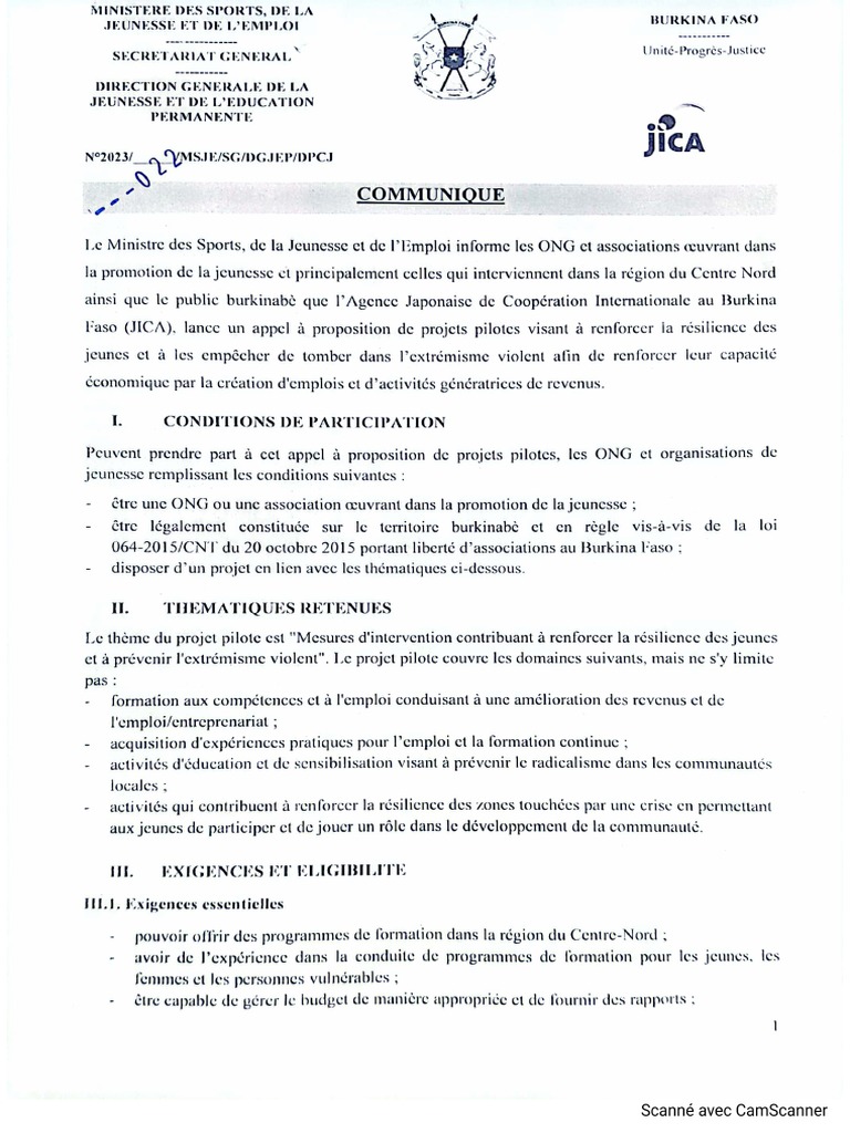 Appel_A_Projets_JICA_2023 | PDF