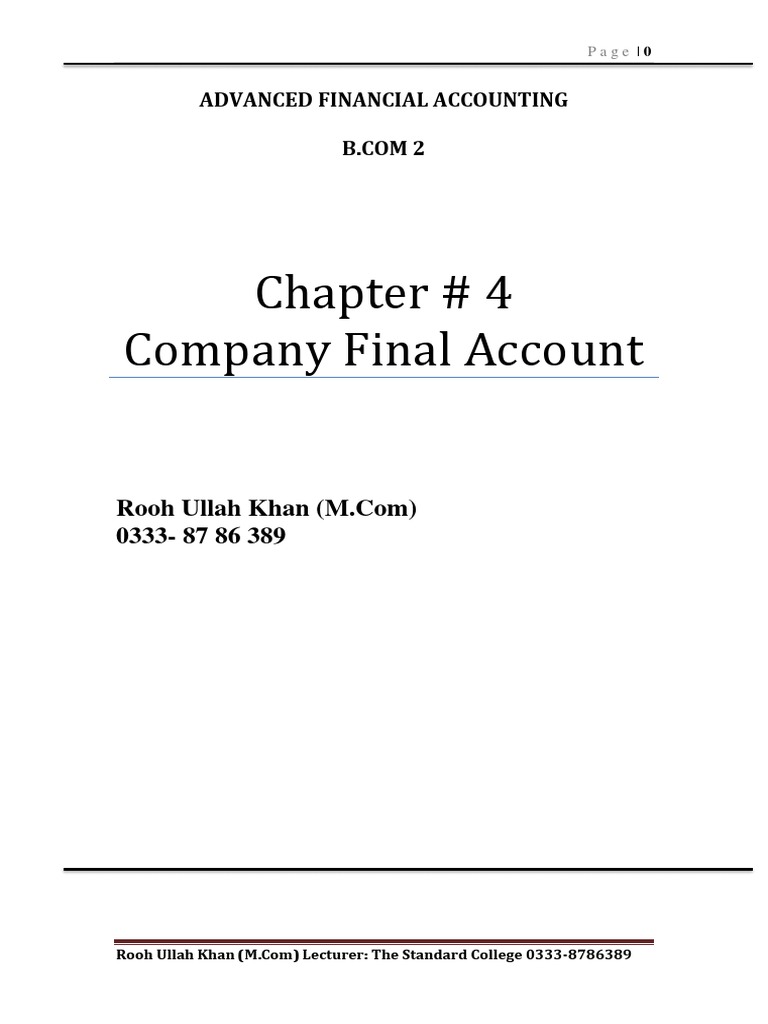 Chapter # 4 Final Account | PDF | Expense | Dividend