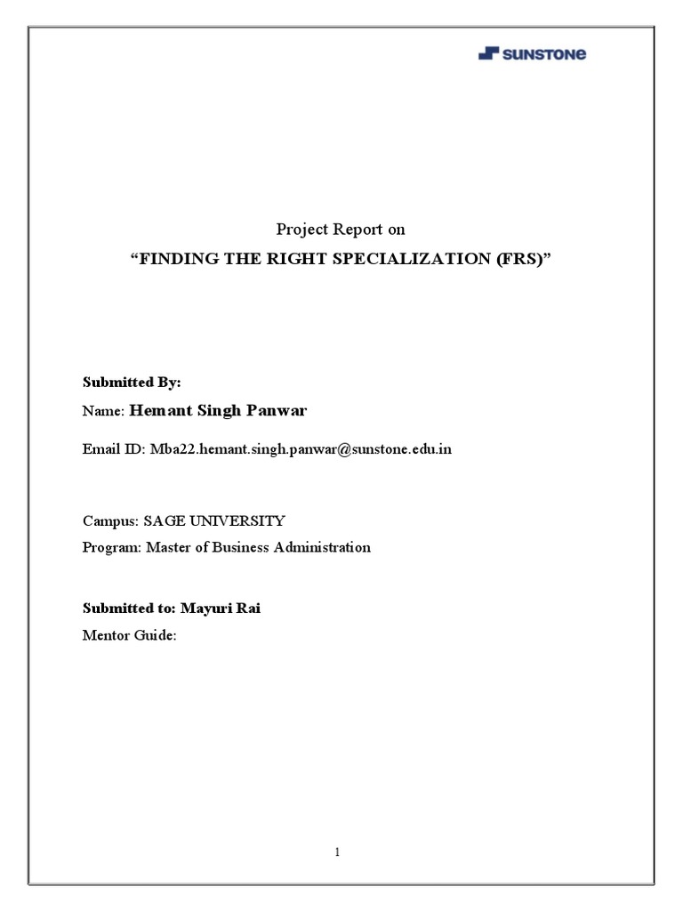 FRS Report: MBA Specialization Insights | PDF | Supply Chain | Supply ...