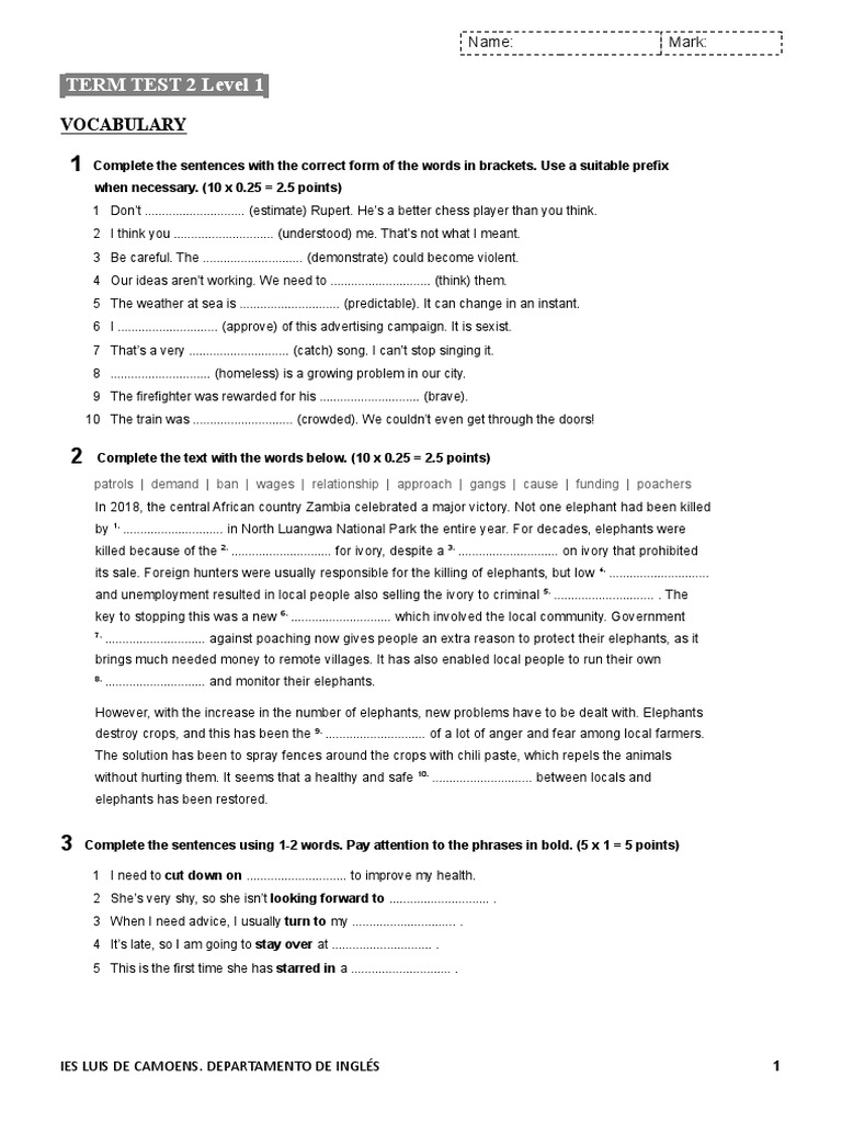 Term Test 2-1 | PDF | Ivory