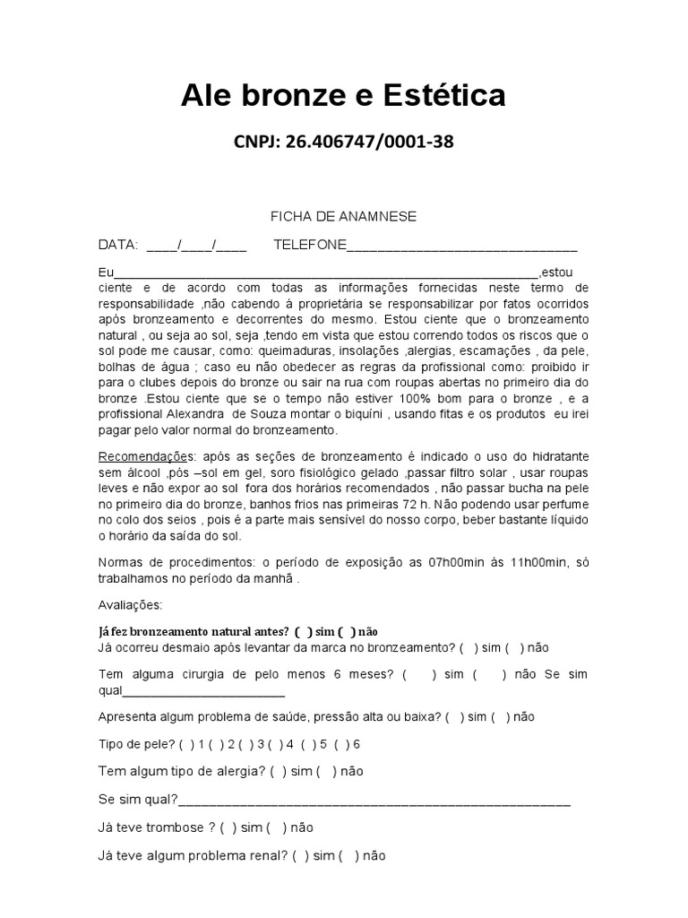 Anamnesia Bronzeamneto | PDF | Especialidades médicas