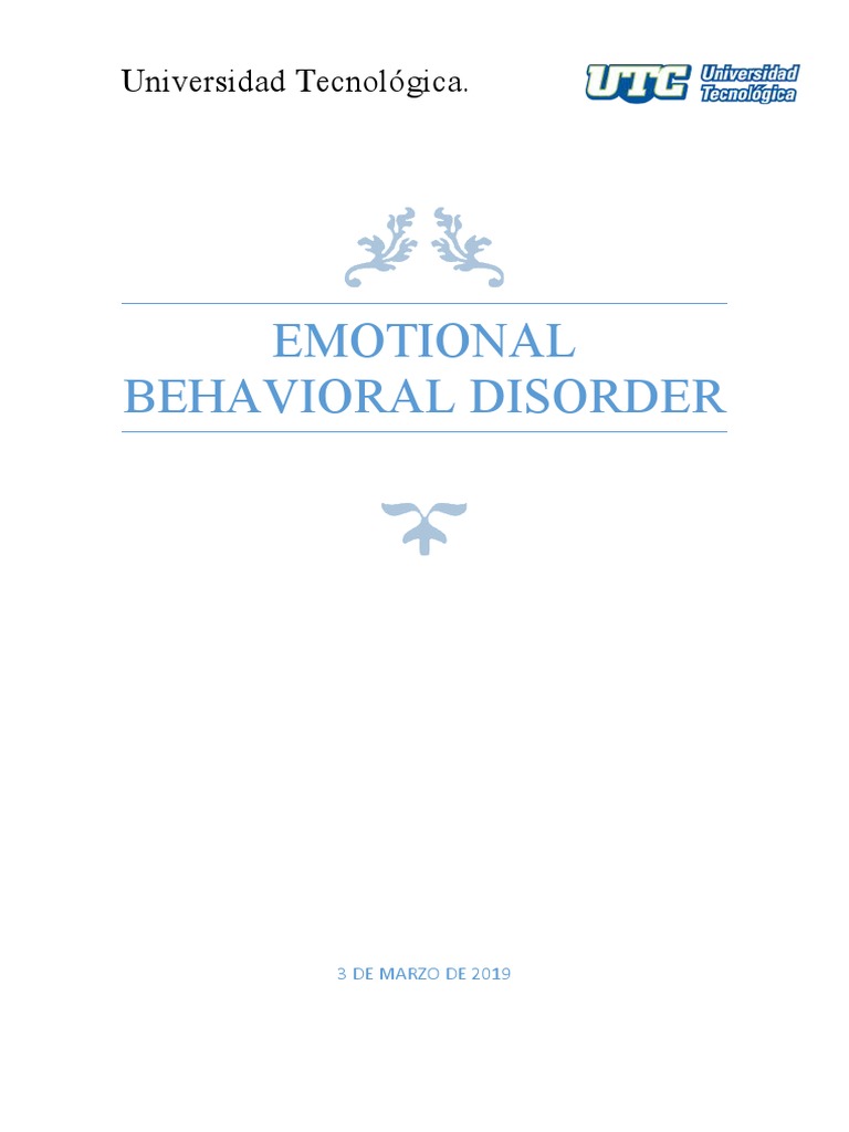 Emotional Behavioral Disorder | PDF | Anxiety Disorder | Attention ...